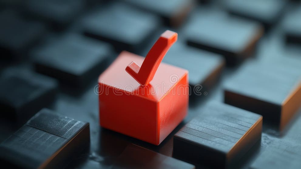 Red Check Mark Symbol on a Black Keyboard Representing Confirmation or ...