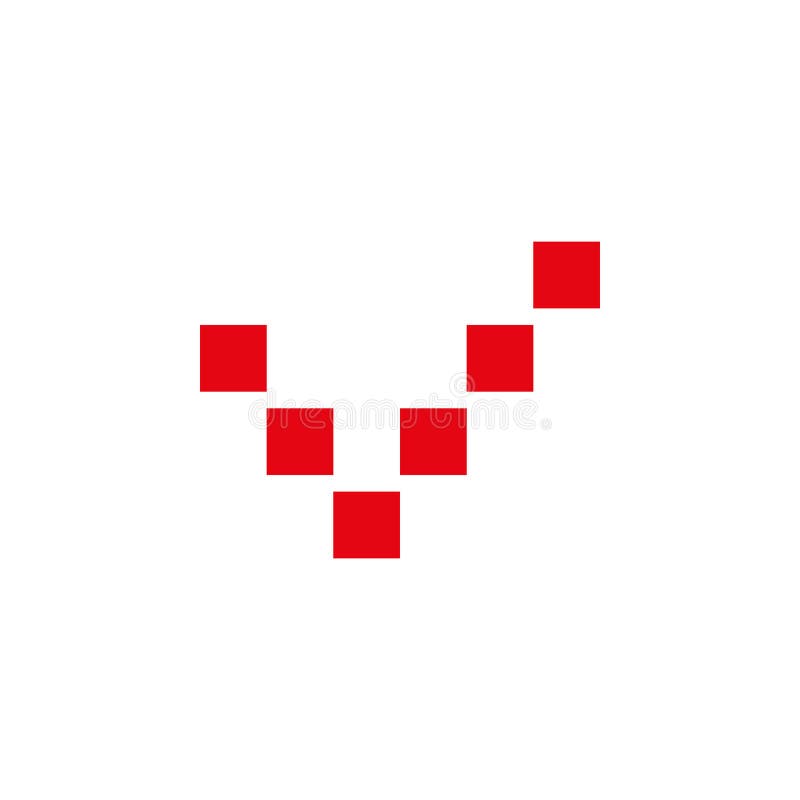 Red Check Mark Symbol. Vector Icon. Pixel Art and Dot Style Stock ...