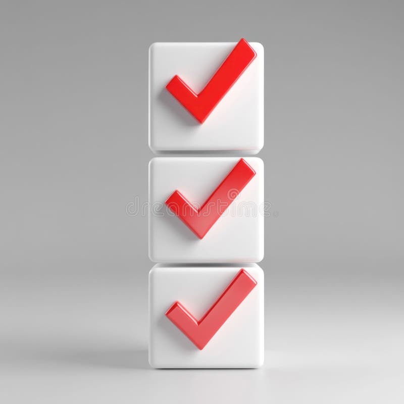 Red Check Marks on White Blocks in Minimalist Style Stock Illustration ...