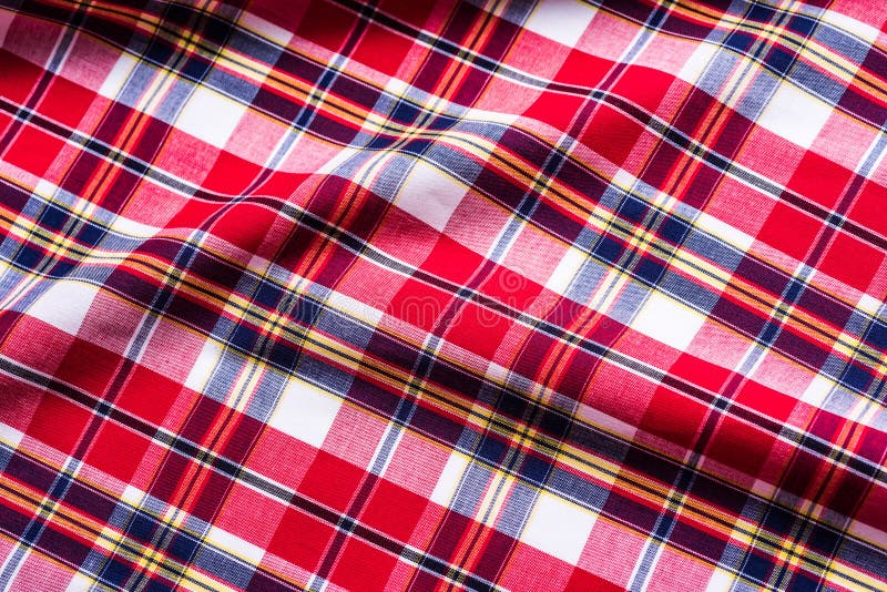 Red Checkered Fabric Background Texture. Stock Photo - Image of ...