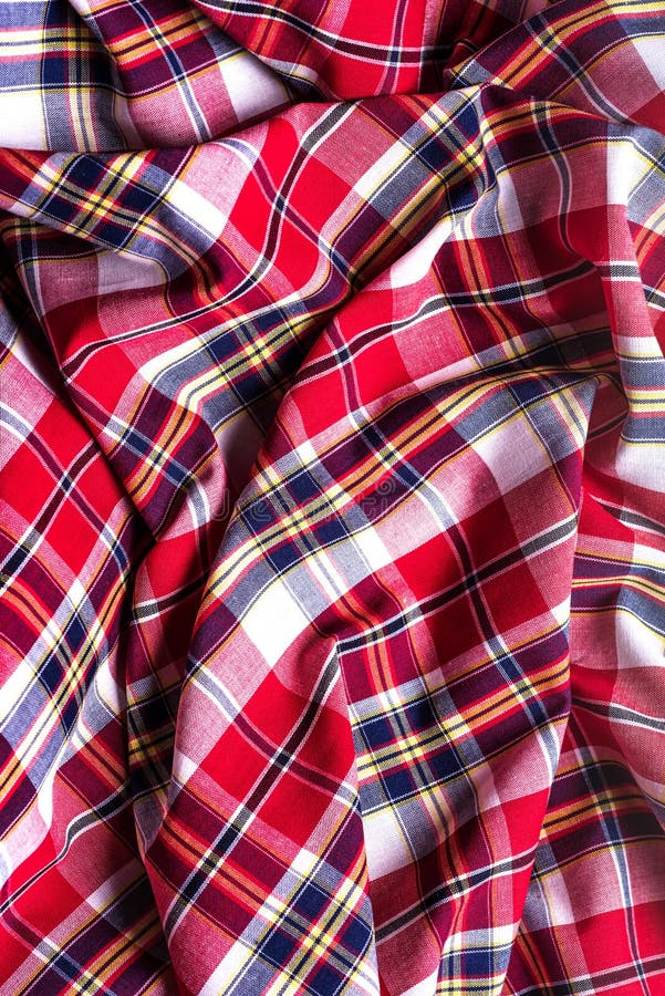 Red Checkered Fabric Background Texture. Stock Photo - Image of country ...