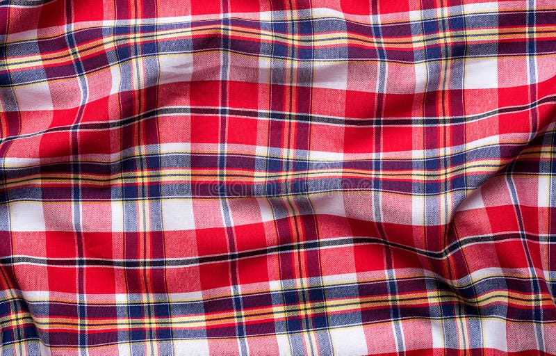 Red Checkered Fabric Background Texture. Stock Image - Image of ...