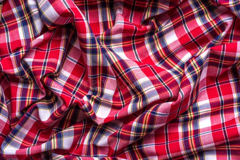 Red Checkered Fabric Background Texture. Stock Photo - Image of cover ...