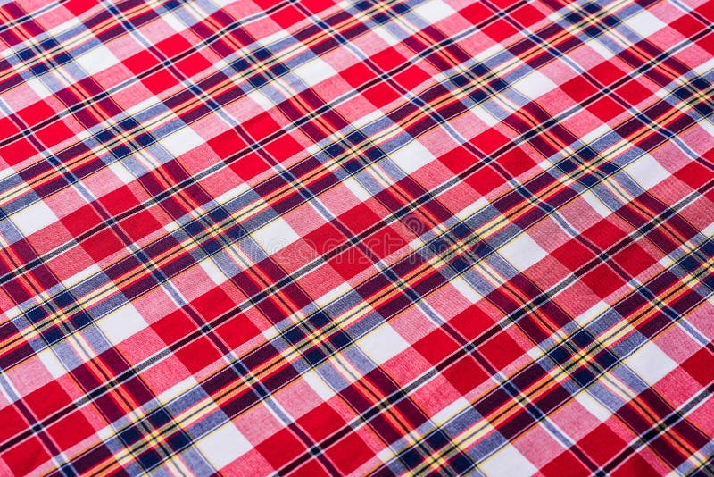 Red Checkered Fabric Background Texture. Stock Photo - Image of ...