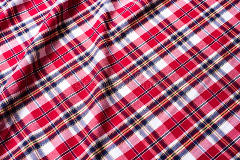 Red Checkered Fabric Background Texture. Stock Image - Image of ...