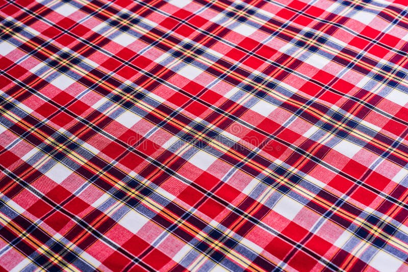 Red Checkered Fabric Background Texture. Stock Photo - Image of ...
