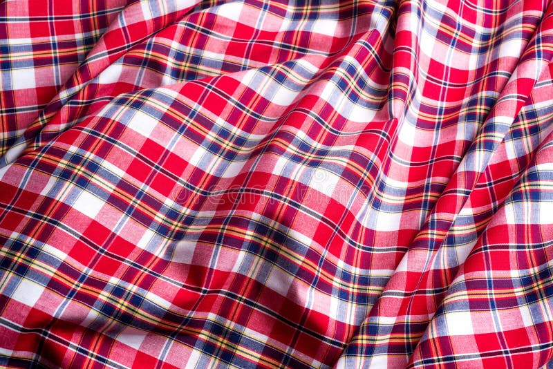 Red Checkered Fabric Background Texture. Stock Photo - Image of cloth ...