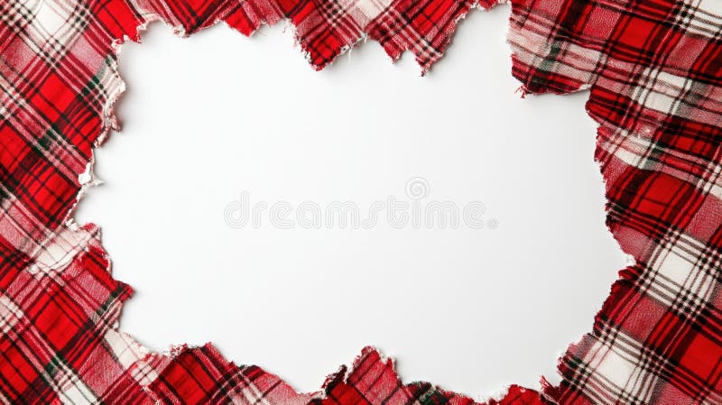 Red Checkered Fabric Frame Creating White Copy Space Background Stock ...