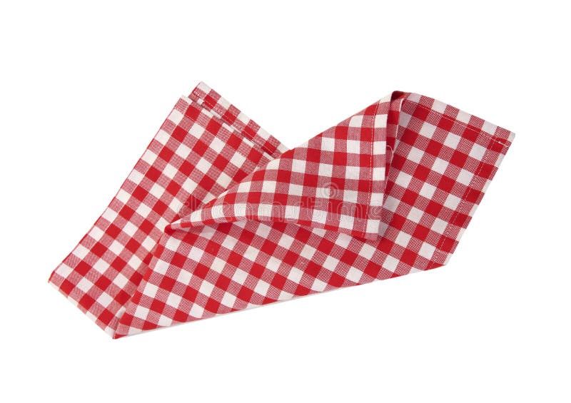 Red Checkered Folded Cloth Isolated on White,kitchen Picnic Towel Top ...
