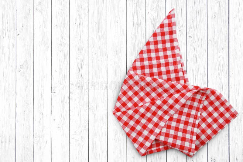 Red Checkered Folded Cloth Isolated.Picnic Kitchen Towel on White ...
