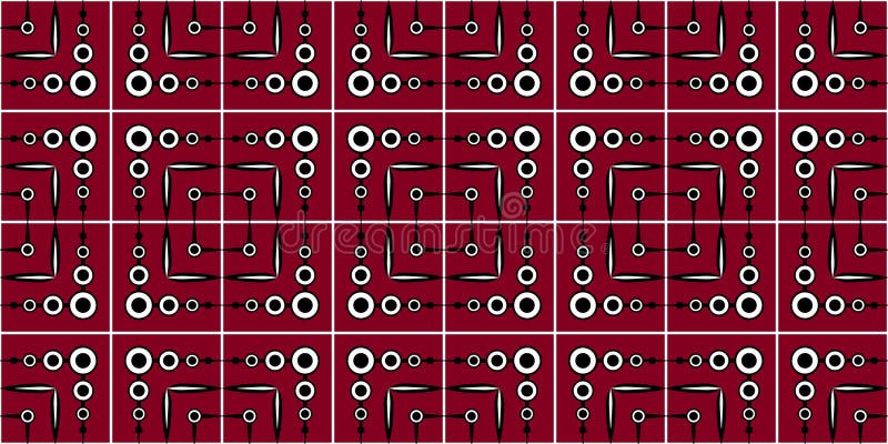 Red Checkered Geometric Seamless Pattern. Black White Shapes on Red ...