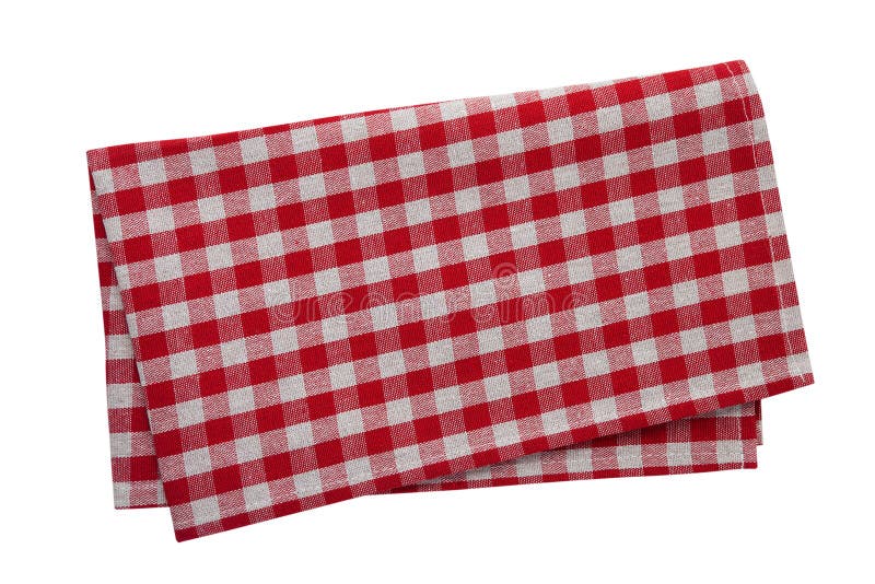 Red Checkered Napkin Top View Isolated Close Up Stock Photo - Image of ...