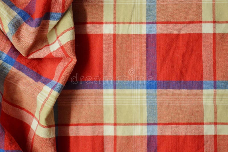 Red Checkered Print Textile As a Background. Red Material Texture on ...
