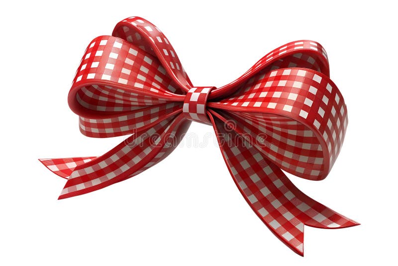 Red Checkered Ribbon Bow Isolated on White or Transparent PNG ...