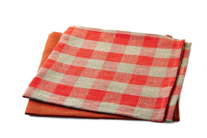 Red and Red-checkered Textile Napkins on White Background Stock Photo ...