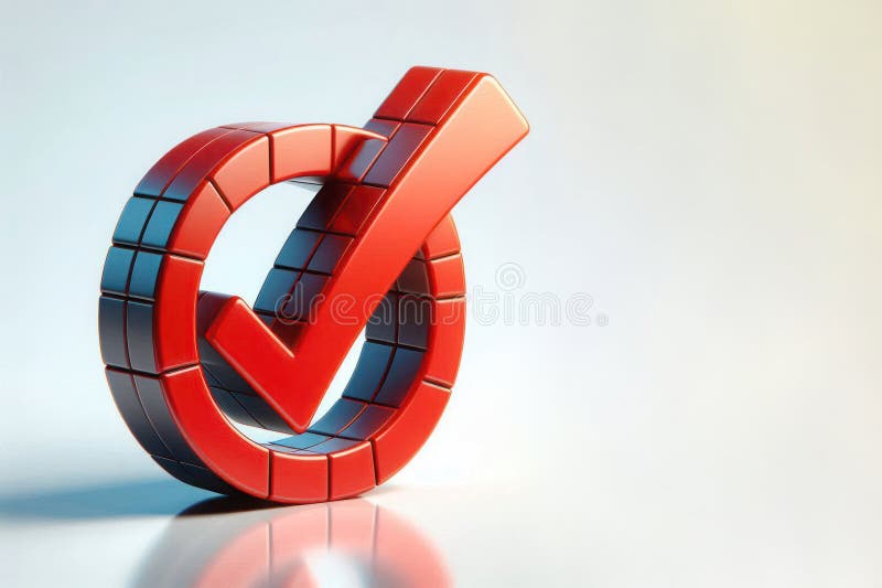 Red Checkmark in 3D. Space for Text. Stock Illustration - Illustration ...
