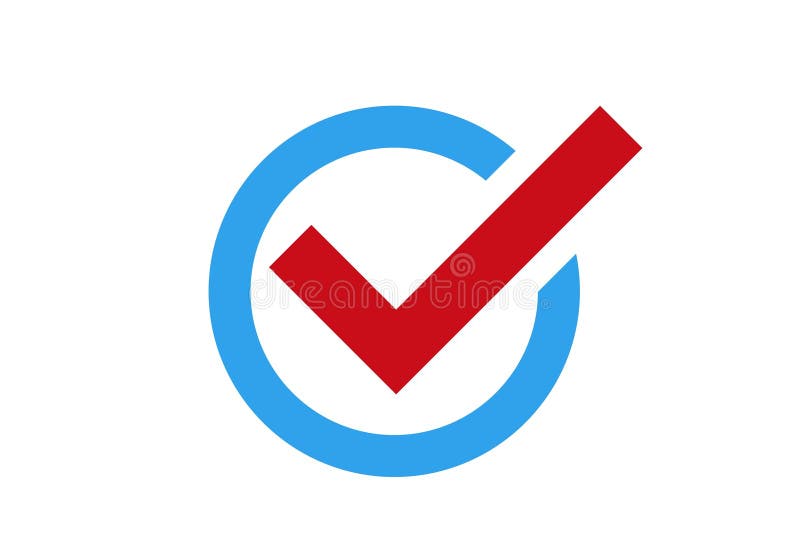 Red Checkmark Inside Blue Circle Icon for Selection and Approval Stock ...