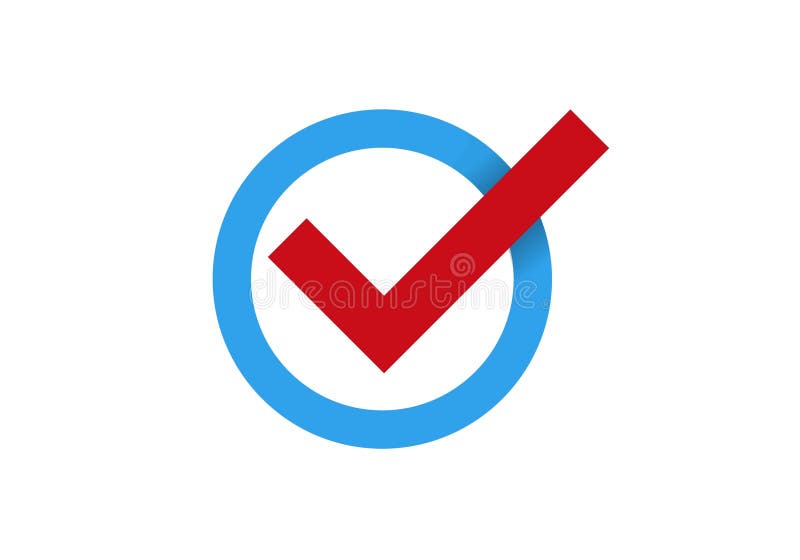 Red Checkmark Inside Blue Circle Stock Illustration - Illustration of ...