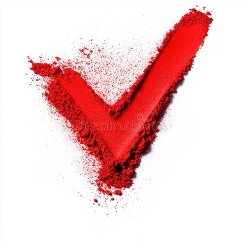 Red Checkmark Made from Powder on White Background. Generative Ai Stock ...