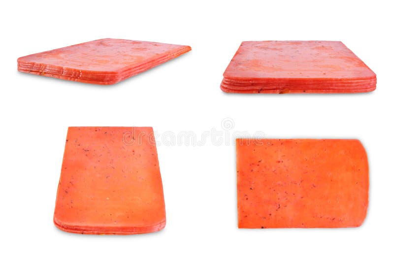 Red Cheese on a White Isolated Background Stock Image - Image of ...