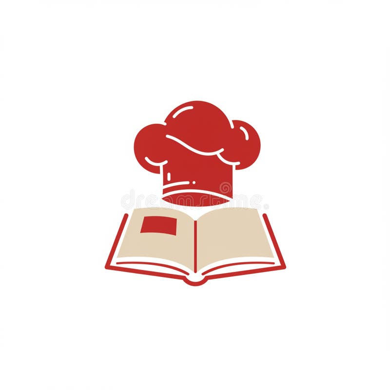 Red Chef Hat Icon Above an Open Book Illustration. the Hat Features ...