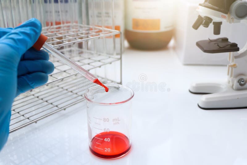 Red Chemical in Glass , Chemical in the Laboratory and Industry Stock ...