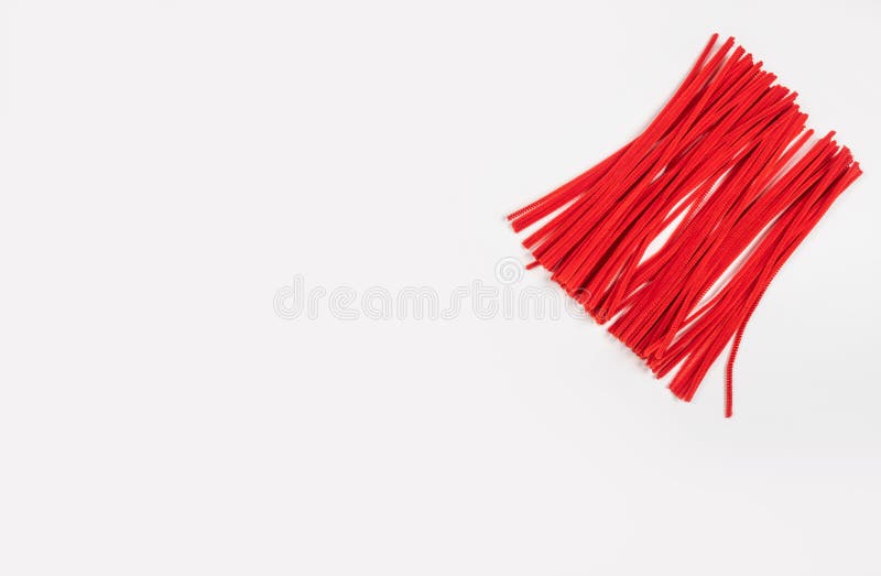 Red Chenille Wire on a Light Background. a Lot of Material for ...