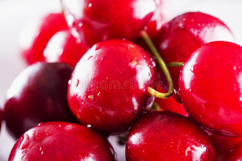 Red cherries in close up stock image. Image of summer - 81413433