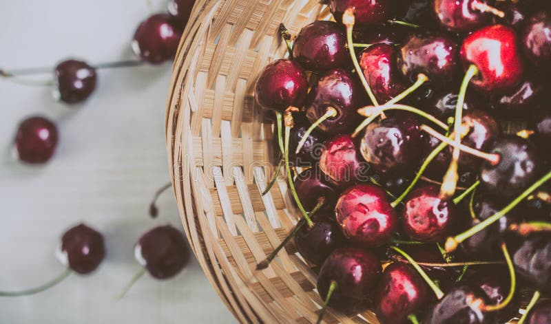 Cherries Inside a Mason Jar Glass Stock Image - Image of glass ...