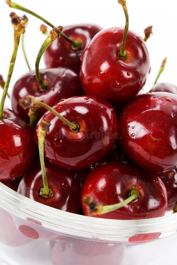 Red Cherry stock photo. Image of healthy, ripe, bowl, white - 9841338