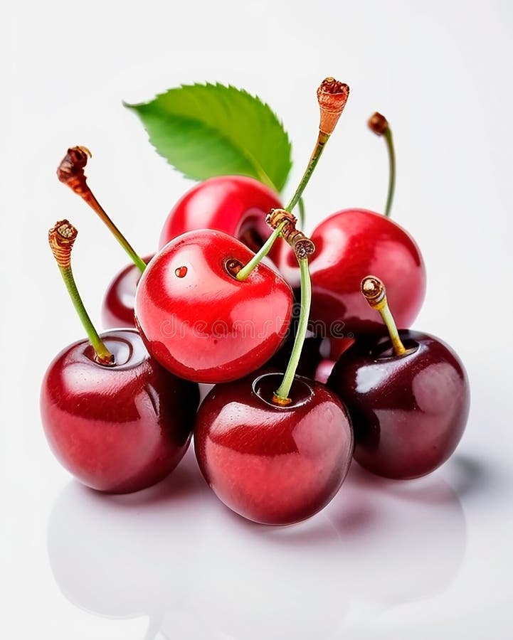 Red Cherry Berries White Background Lie Pile Stock Photos - Free ...