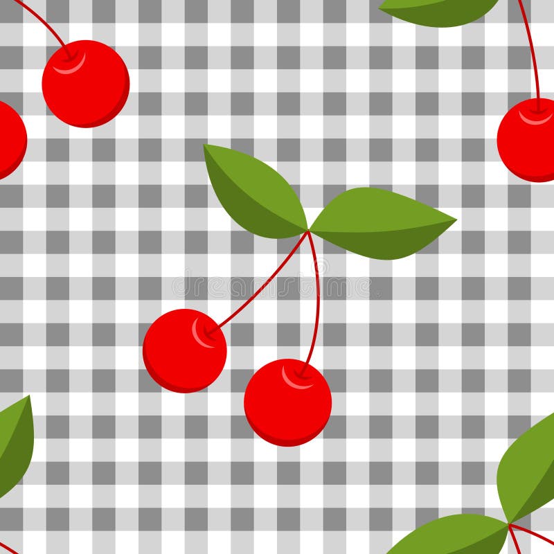 Red Cherry and Check Pattern Stock Vector - Illustration of surface ...