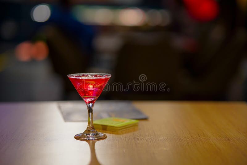 Red Cherry Cocktail Selective Focus Stock Photo - Image of wineglass ...