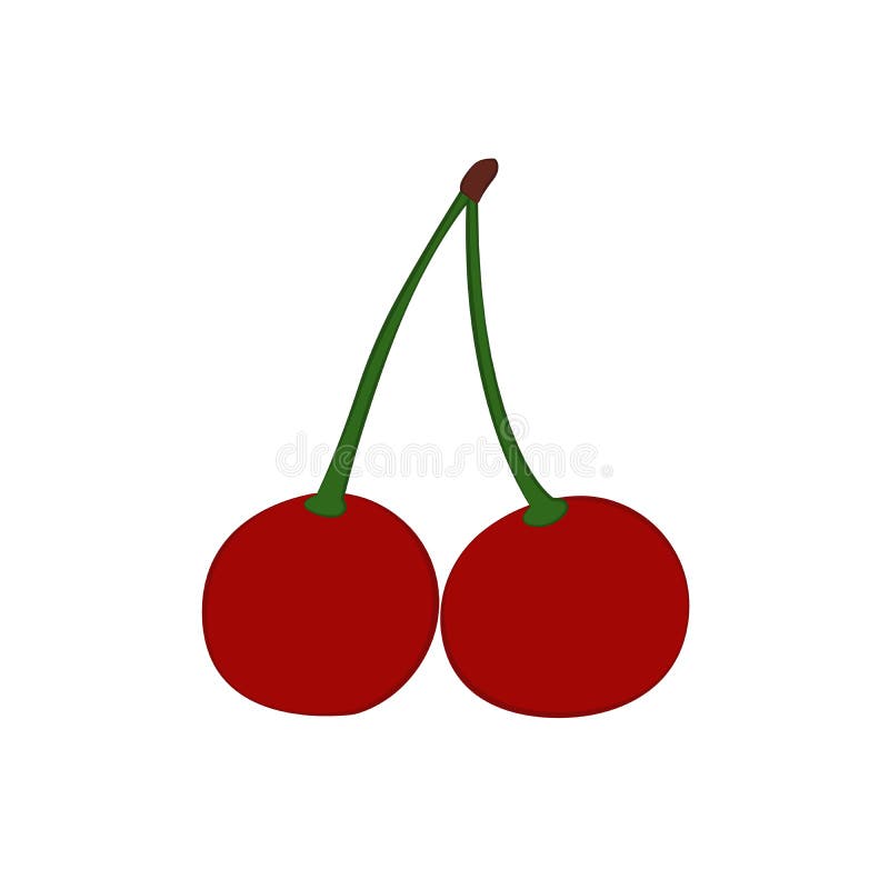 Red Cherry. Flat Design. Vector Stock Illustration - Illustration of ...