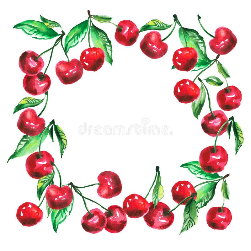 Red Cherry Frame Illustration. Stock Illustration - Illustration of ...