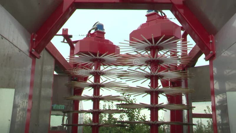 Red Cherry Harvester Machine, Close Up Mechanism Stock Footage - Video ...