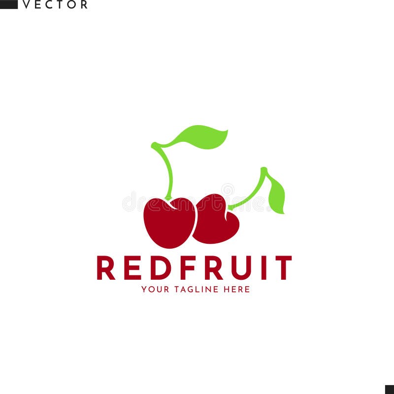 Red Cherry with Leaves Logo Stock Illustration - Illustration of fruit ...