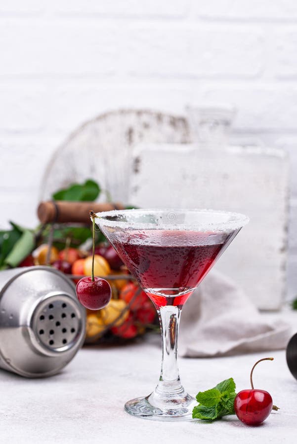 Red Cherry Martini Summer Cocktail Stock Photo - Image of alcohol ...