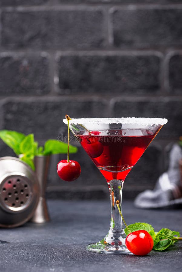 Red Cherry Martini Summer Cocktail Stock Photo - Image of beverage ...