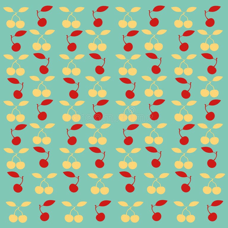 Red Cherry Pattern Design, Flat Cherry Pattern Template Vector Stock ...