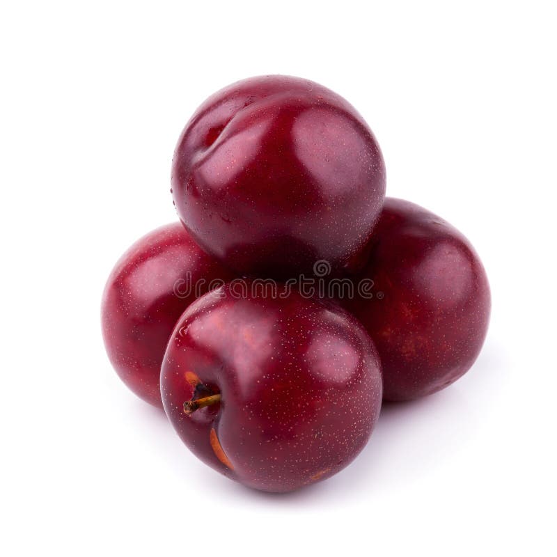 Red Cherry Plum Isolated on White Background Stock Photo - Image of ...