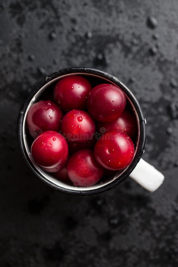 The red cherry plums fruit stock photo. Image of diet - 155443204