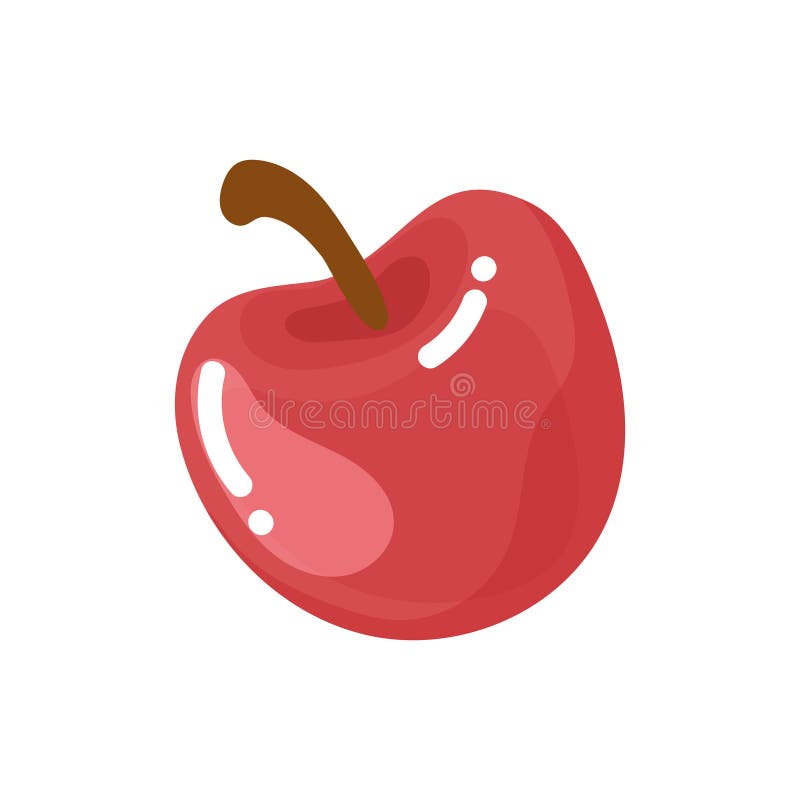 Red Cherry with Stem Icon. Vector Stock Illustration - Illustration of ...