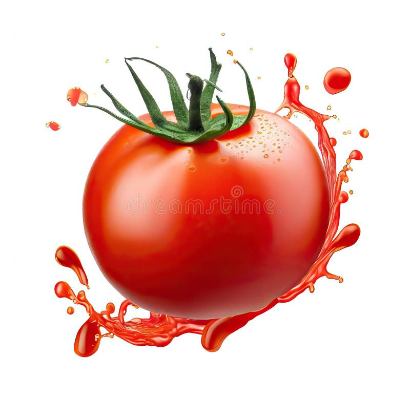 Red Cherry Tomato Splash Isolated on White Back Ground Stock ...