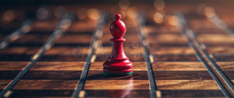 Red Chess Pawn in Focus on a Classic Chessboard. Stock Image - Image of ...