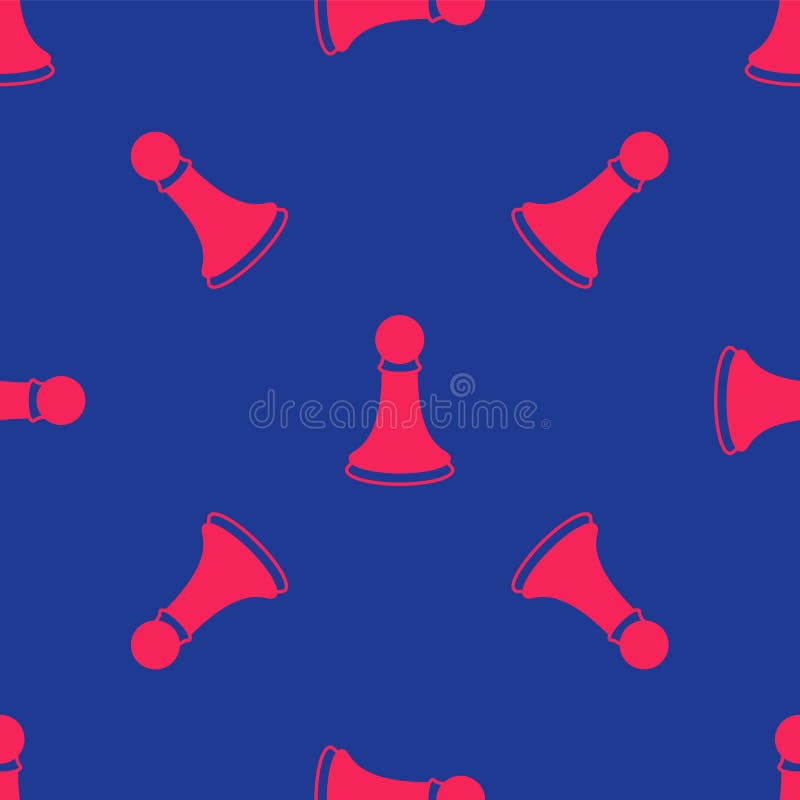 Red Chess Pawn Icon Isolated Seamless Pattern on Blue Background ...