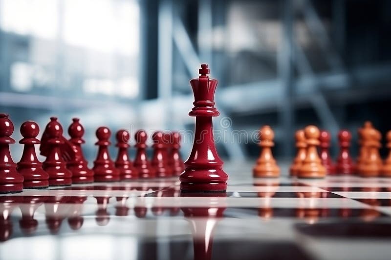A Red Chess Pawn Standing in Front of a Group of Red Chess Pieces ...