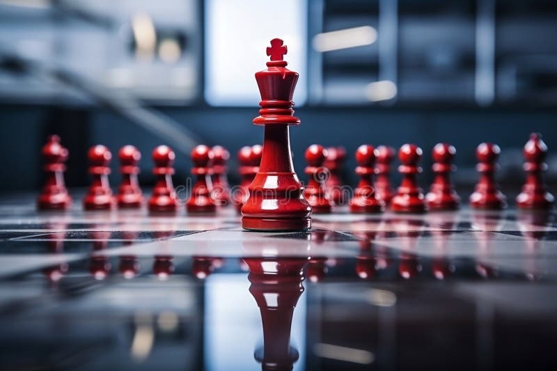 A Red Chess Pawn Standing in Front of a Group of Red Chess Pieces ...