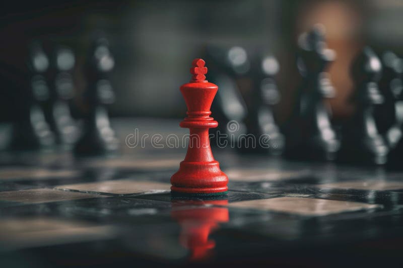 A Red Chess Piece Sits on Top of a Chess Board Stock Image - Image of ...