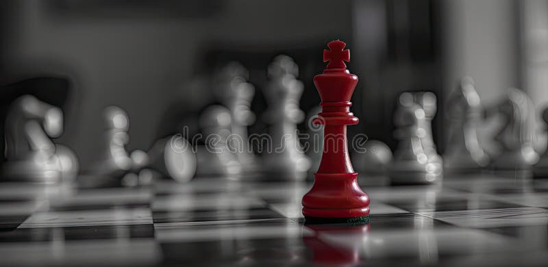 A Red Chess Piece Standing Victoriously on the Board, Surrounded by ...